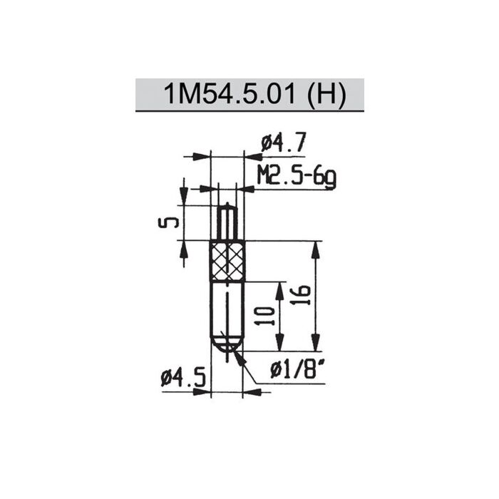 Messuhr-Taster Kugel, L=16mm | Hogetex