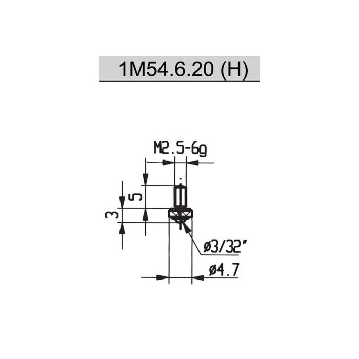 Messuhr-Taster Kugel, L=3mm | Hogetex