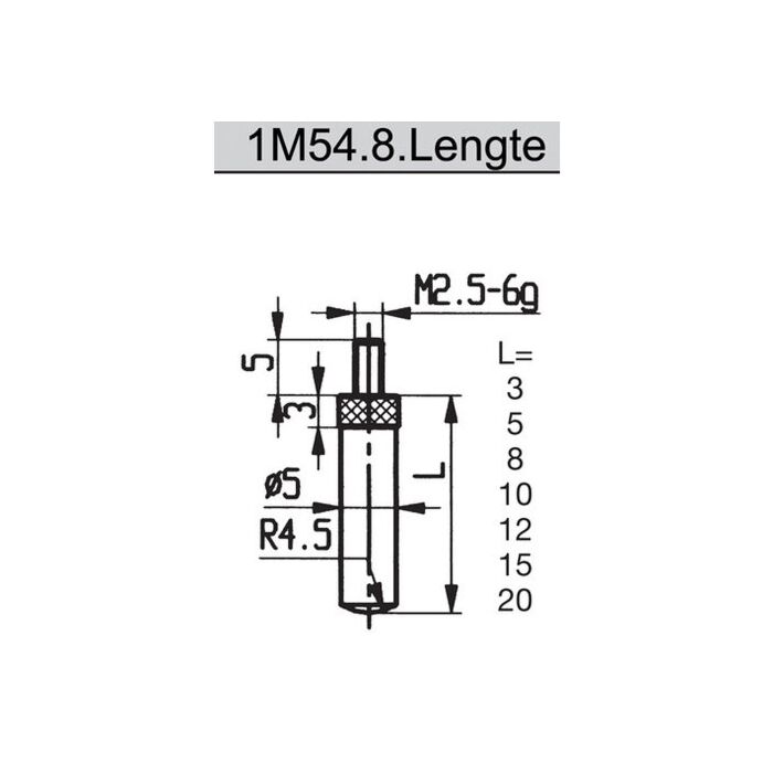 Messuhr-Taster Konus, R4,5 L=3 bis 20mm | Hogetex