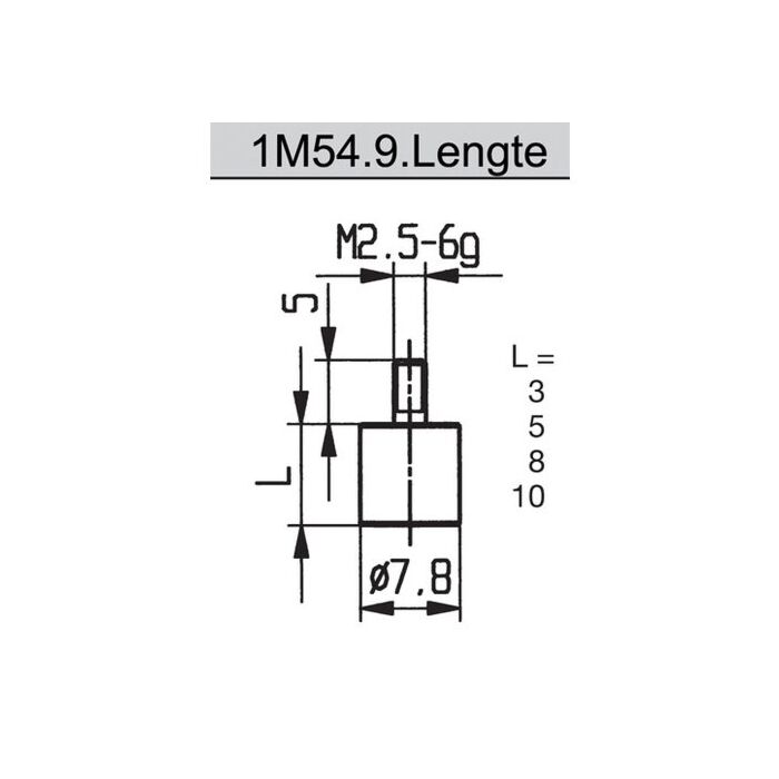 Messuhr-Taster flach, Durchmesser 7,8mm, L=3 bis 10mm | Hogetex